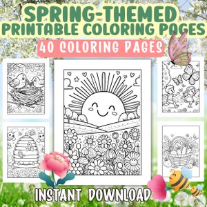 40 Spring Themed Coloring Pages, Spring PDF, Spring Printable, Spring ...