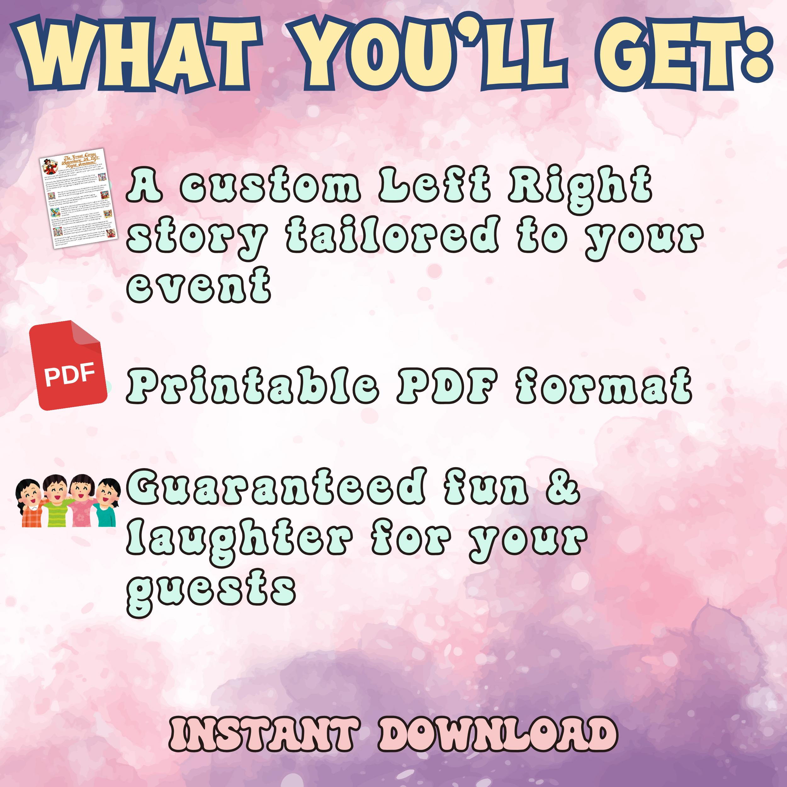 Customized Left Right Story Game for Any Occasion – Personalized Party ...