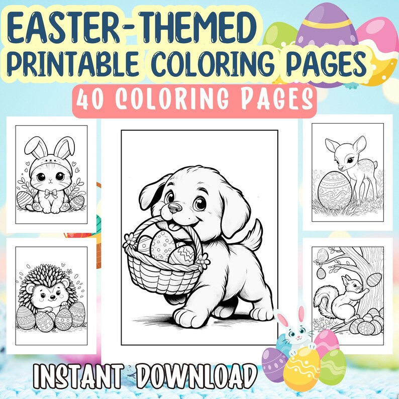 Printable Easter Theme Coloring Pages, Easter Activities, Coloring ...