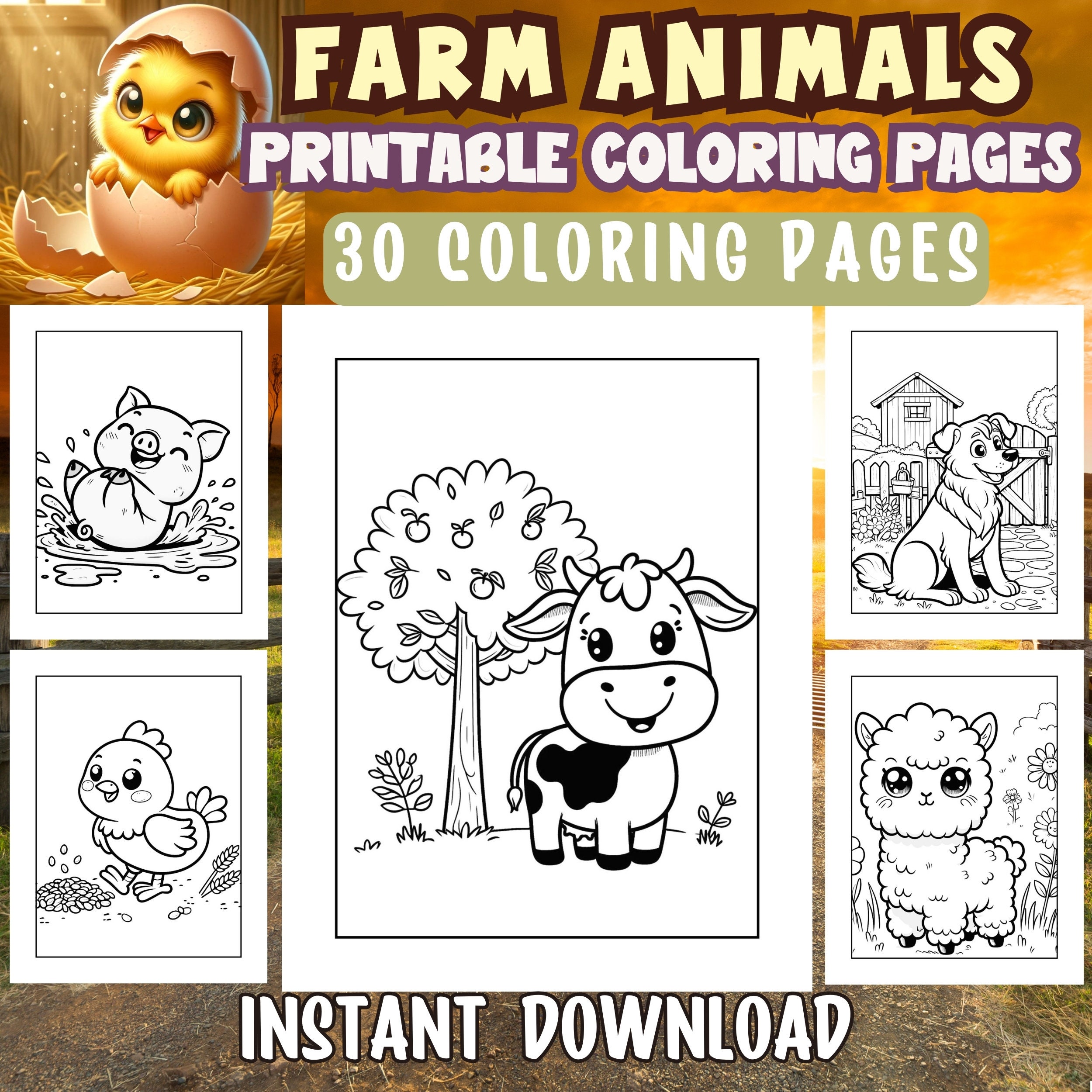 Farm Animals Coloring Pages, Printable Country Animals Coloring Pages ...