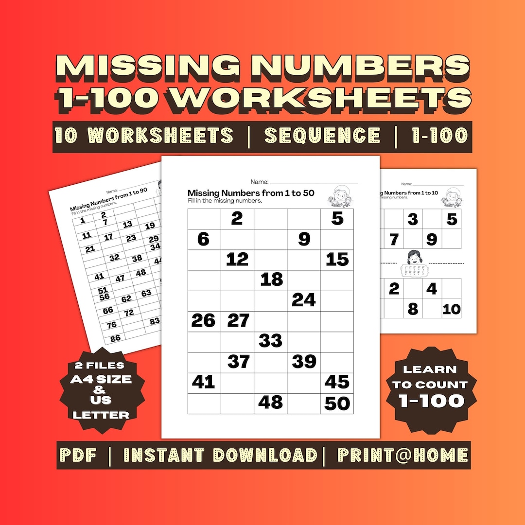 10 Printable Missing Numbers Worksheets, Missing Numbers Practice ...