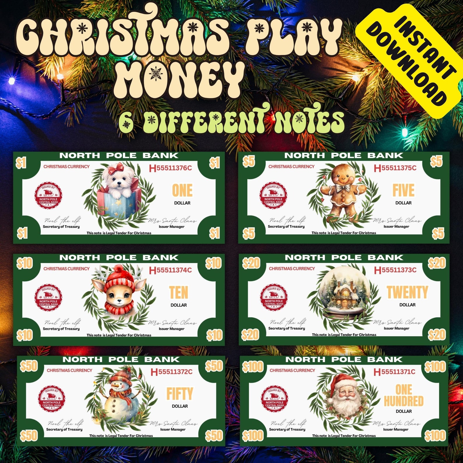 Printable Christmas Money, North Pole Play Money Notes, Kids Party ...