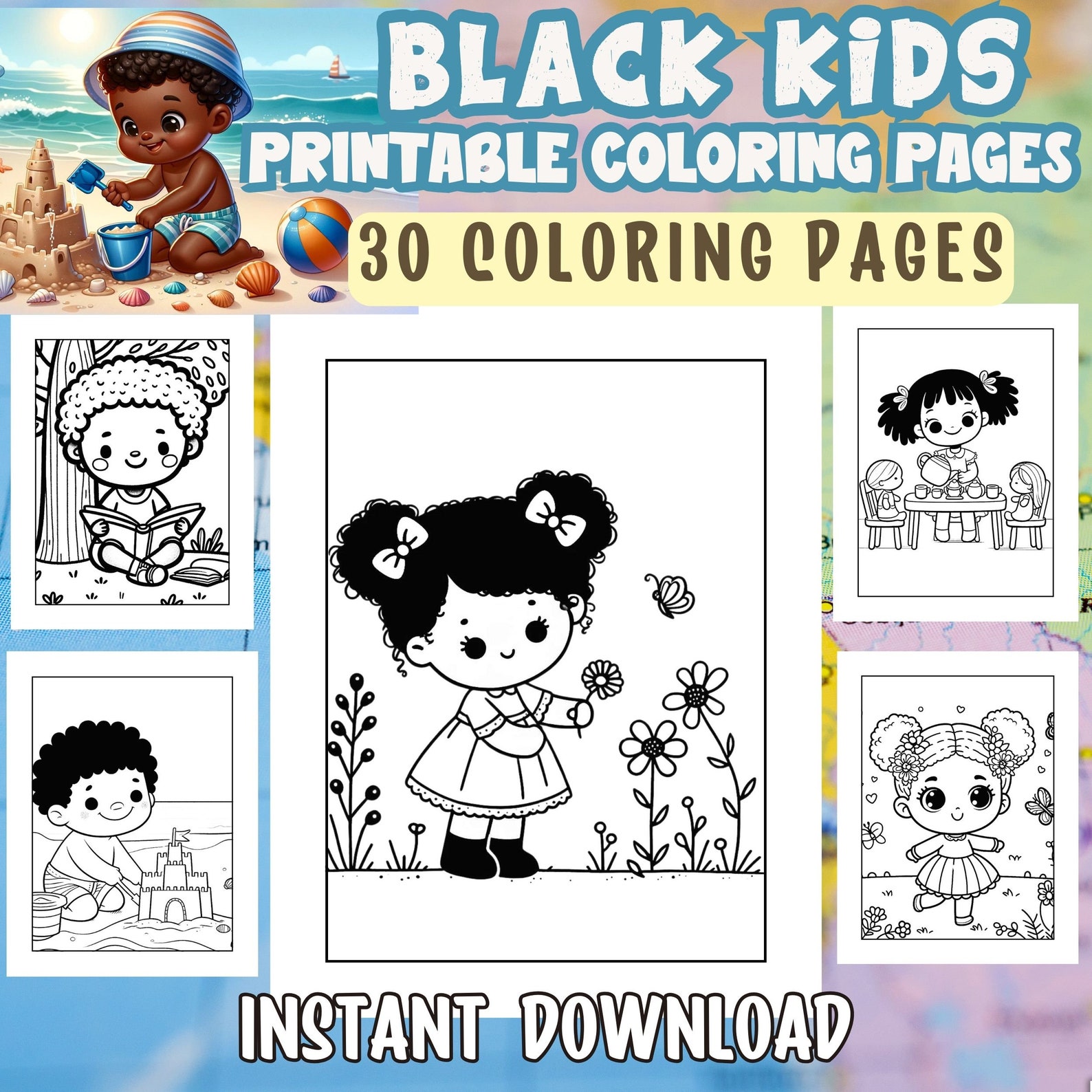 Black Kids Coloring Pages, Colouring Sheets for Kids, African American ...