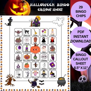 50 Halloween Bingo Cards, 50 Unique Prefilled Game Cards, Kids Party ...