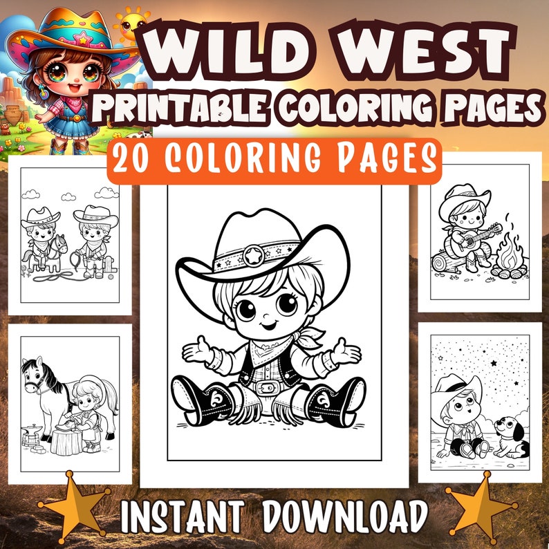 Wild West Coloring Pages, Printable Cowboy Colouring Sheets, Kids ...