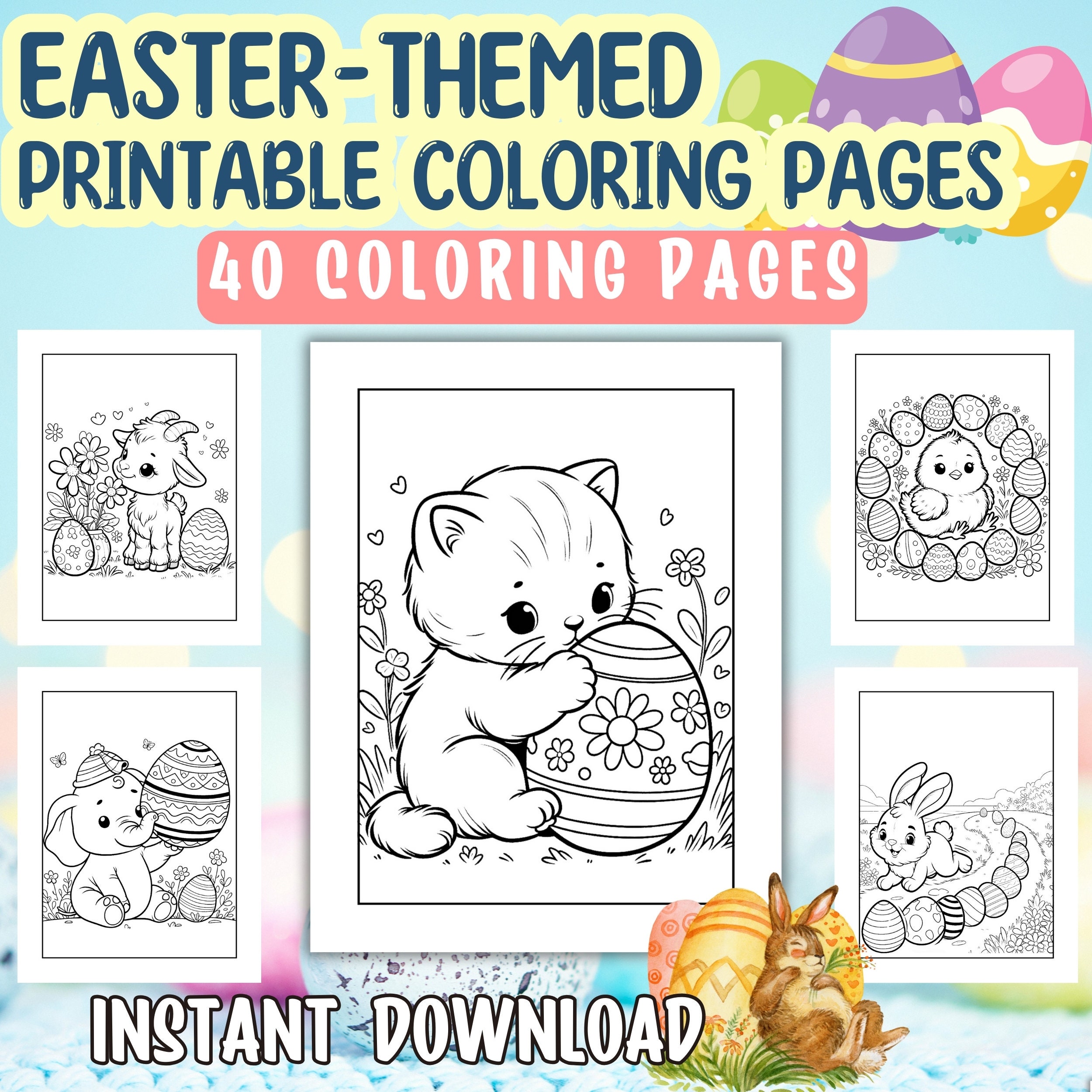 Printable Easter Theme Coloring Pages, Easter Activities, Coloring ...