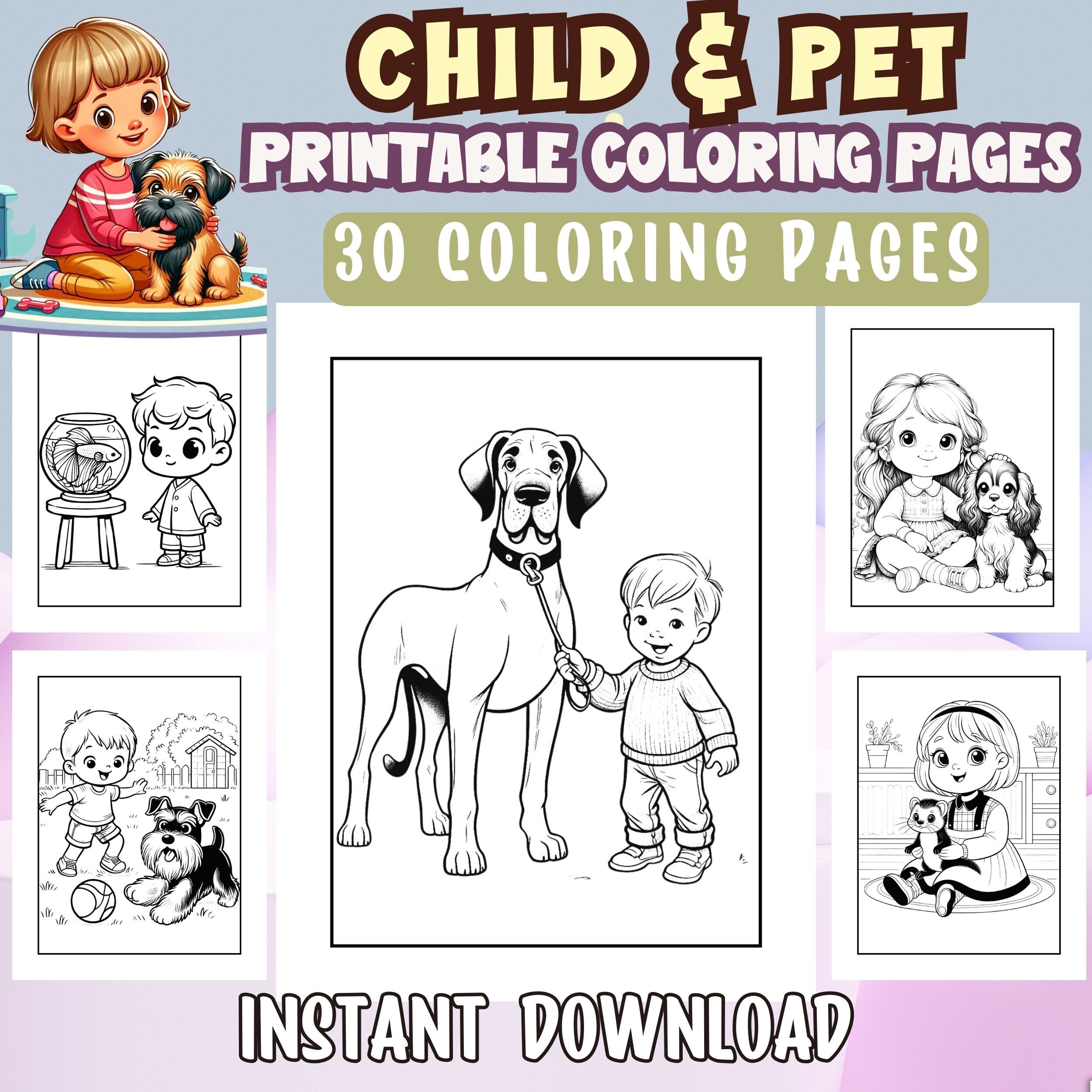 Child & Pet Coloring Pages, Printable Pets Coloring Pages, Kids ...