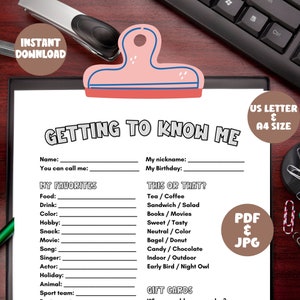 Getting to Know You Printable, Coworker Questionnaire, All About Me ...