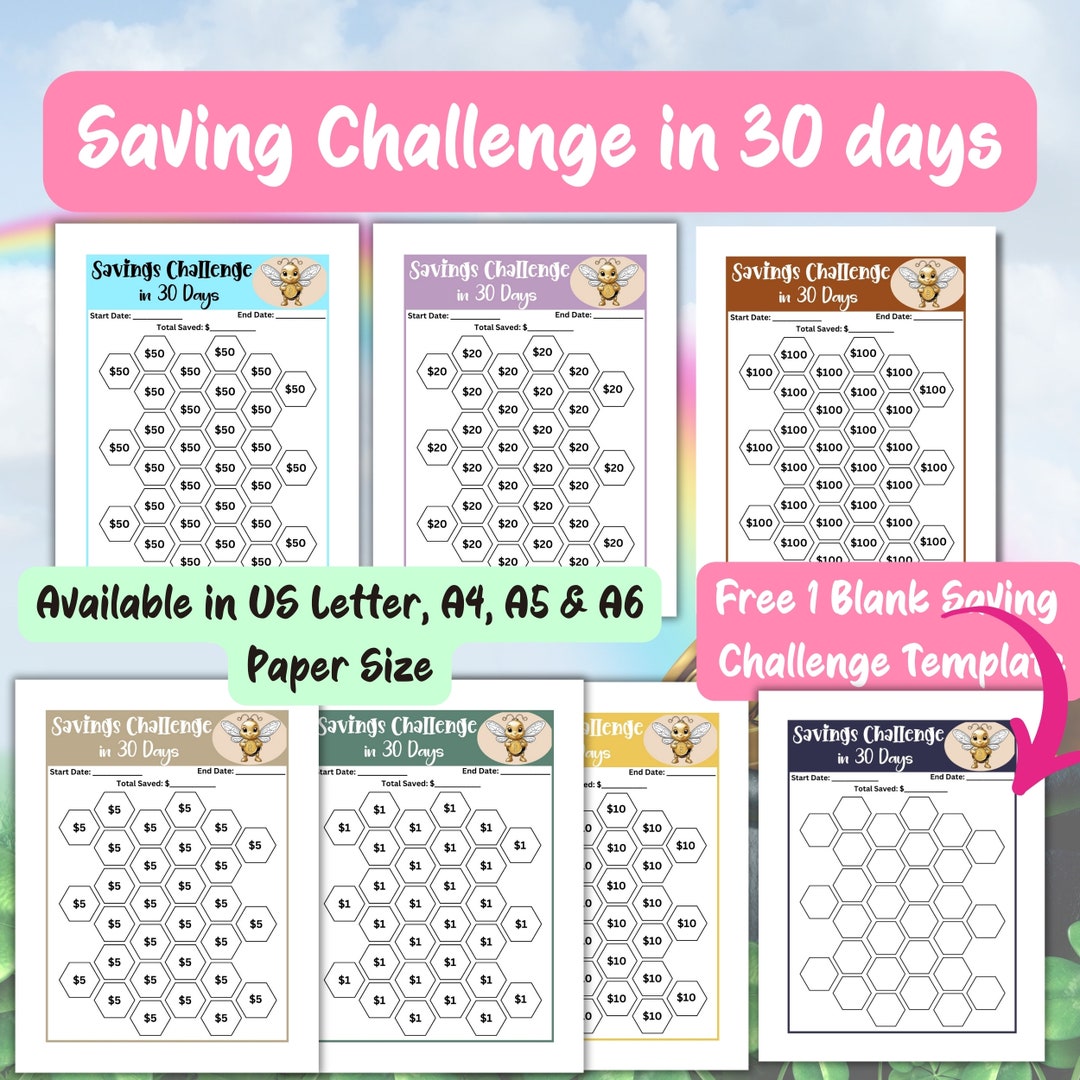 30 Days Savings Challenge Tracker Printable, Saving Money Tracker in 30 ...