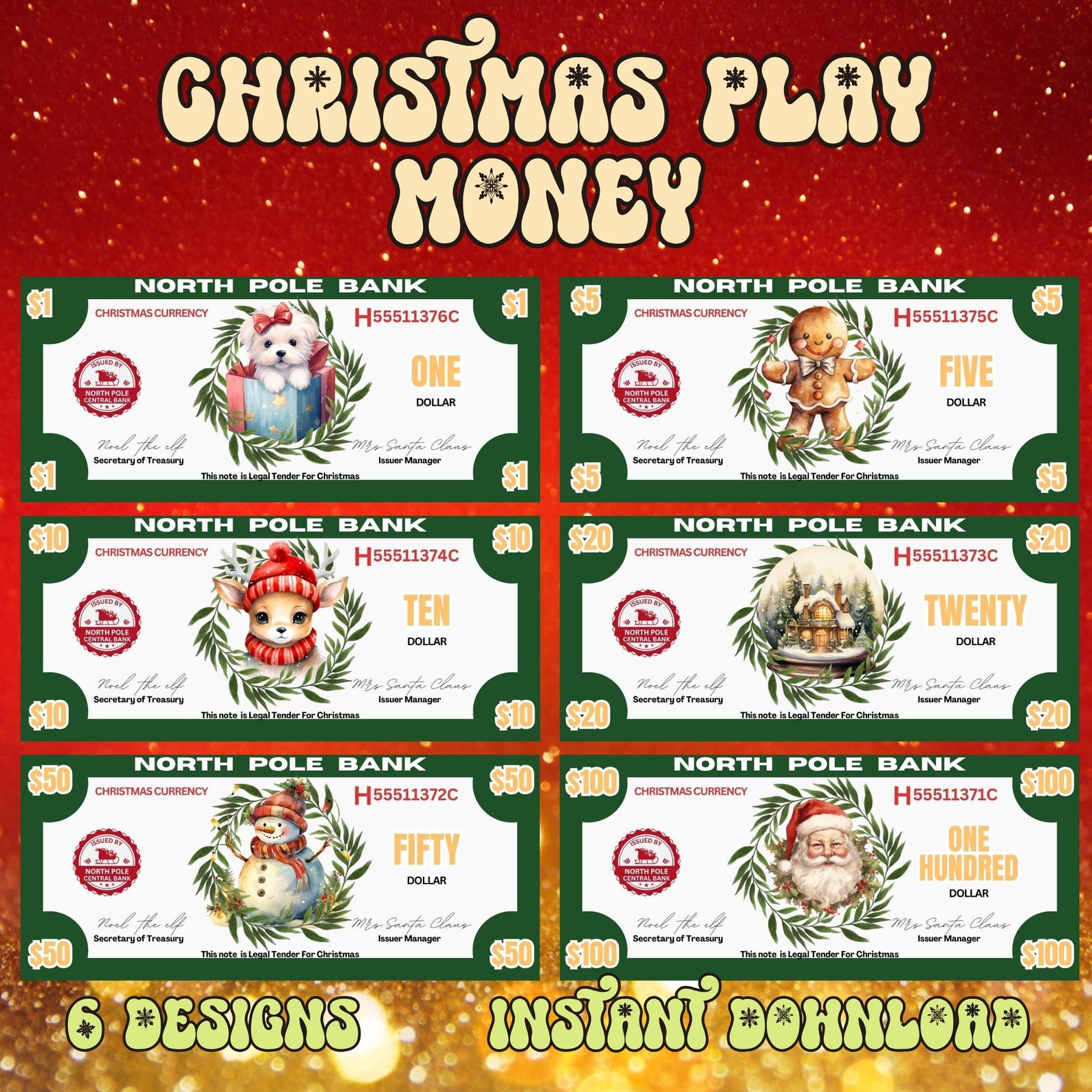 Printable Christmas Money, North Pole Play Money Notes, Kids Party ...