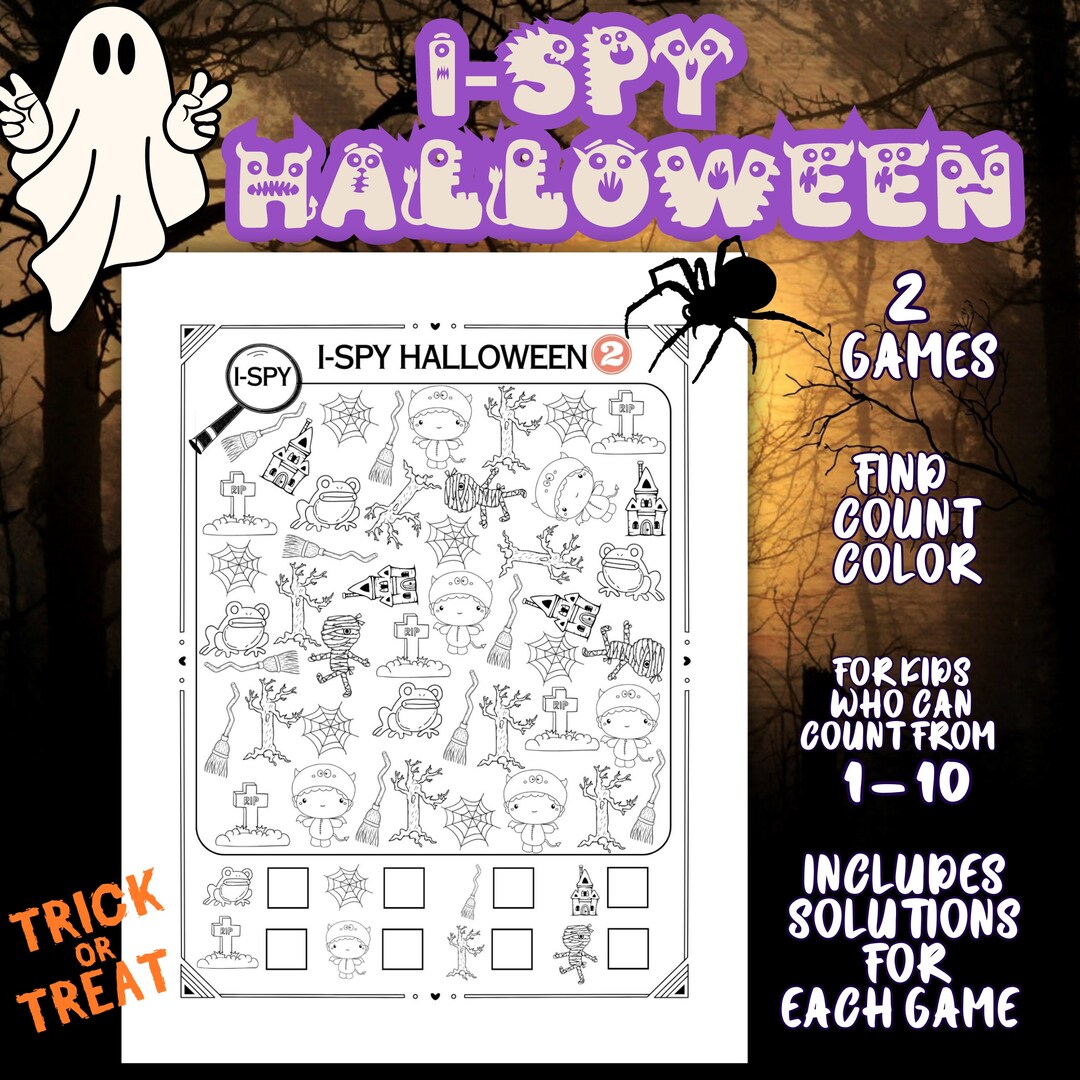 2 I-spy Halloween, Halloween Illustration Games, 1 Spy Worksheet ...