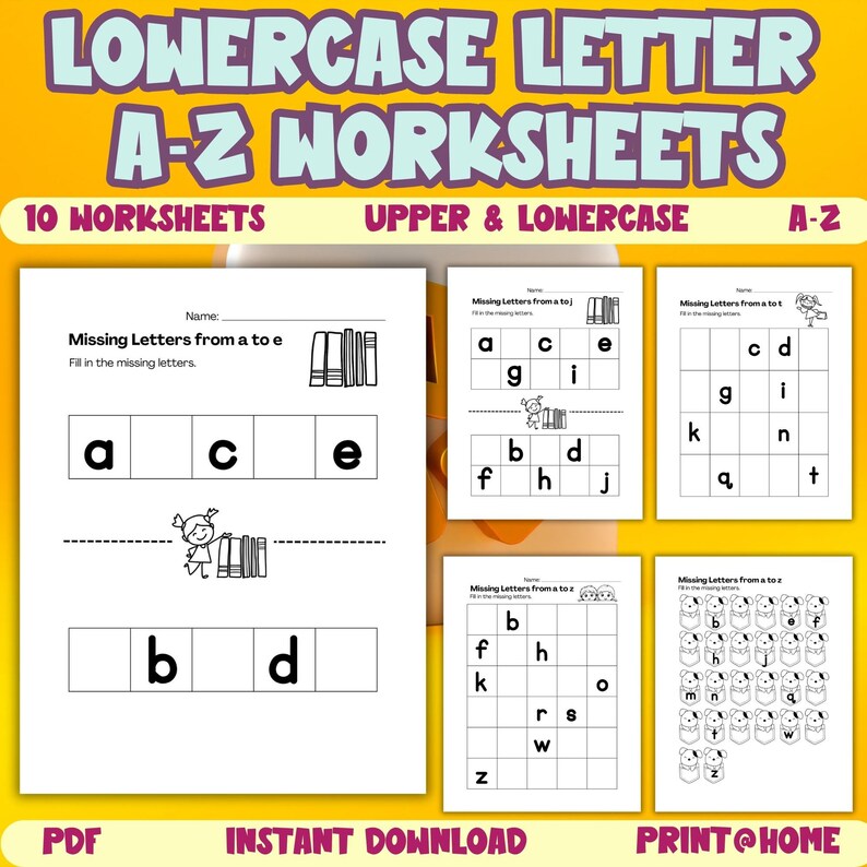 10 Printable Missing Letters Worksheets, Uppercase & Lowercase Letters ...