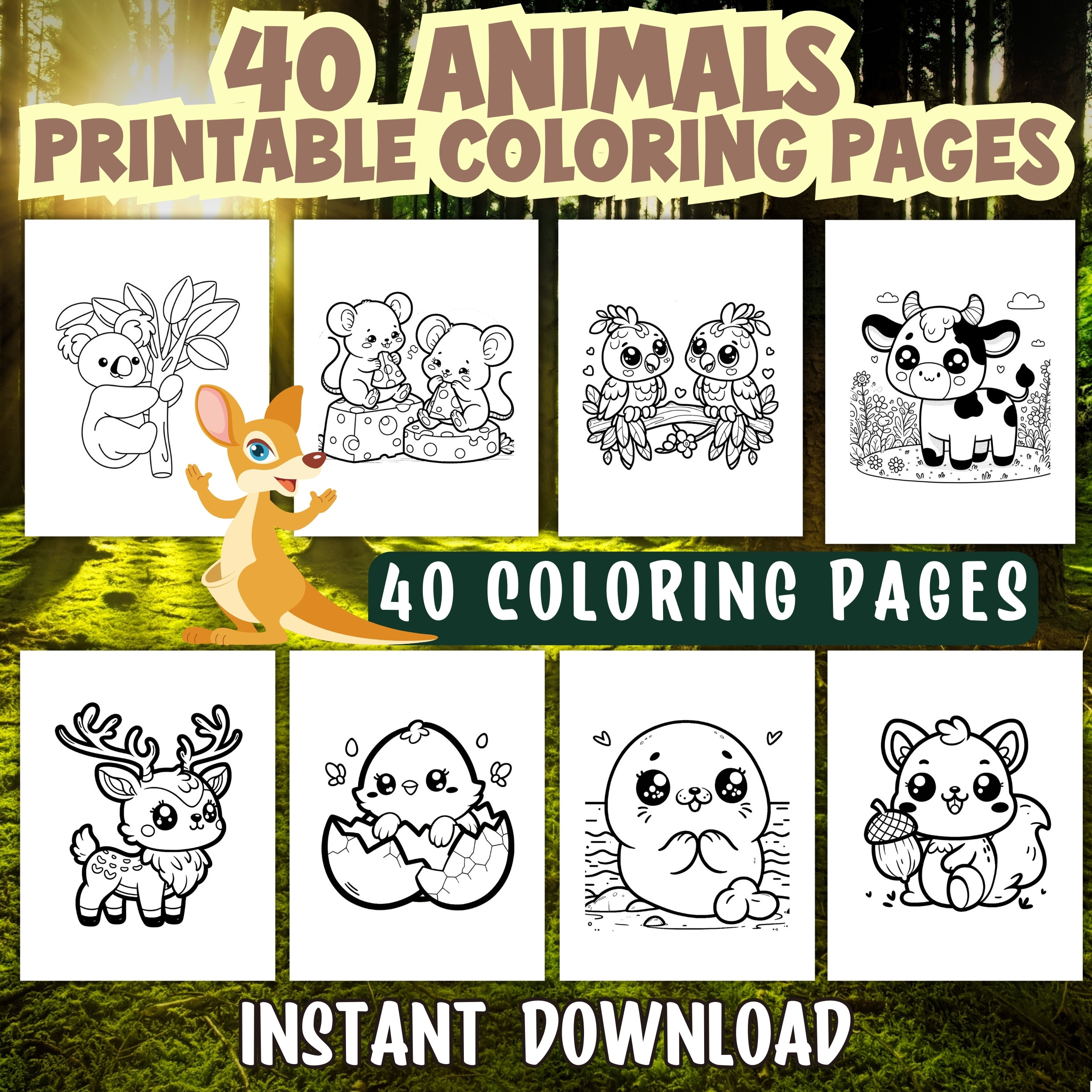 40 Animals Printable Coloring Pages, Preschool Coloring Pages ...