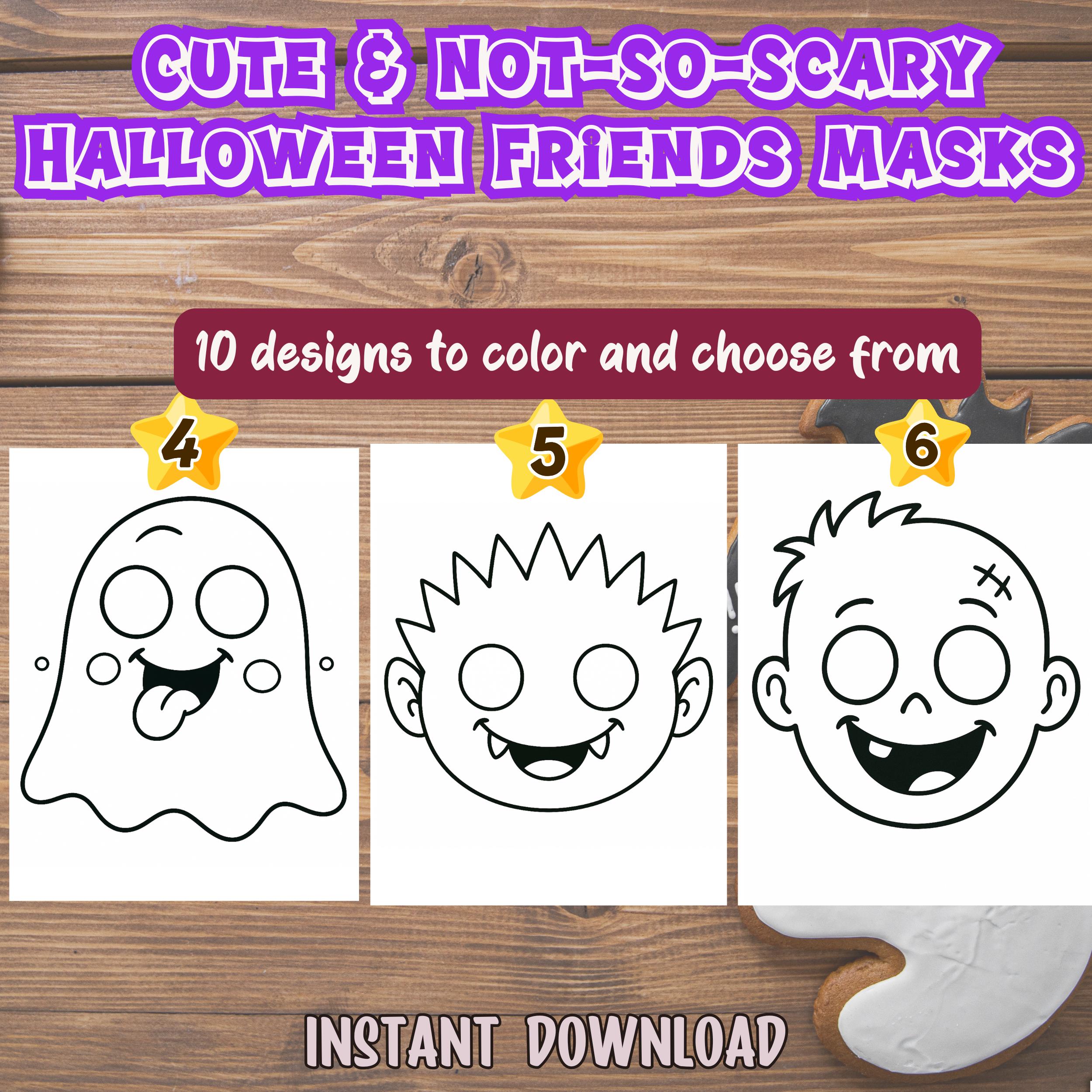 Color-your-own Monster Masks – 10 Cute & Not-so-scary Halloween Friends ...