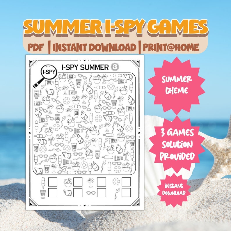 I-spy Summer, Summer Illustration Games, I Spy Worksheet Activities ...