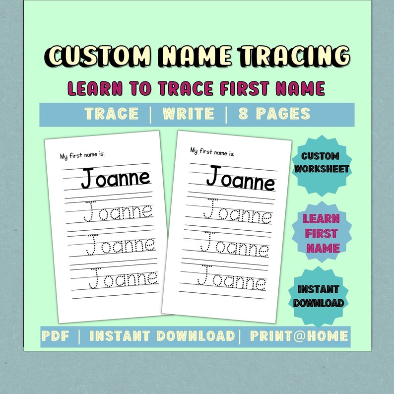 Custom Name Tracing Worksheet, Handwriting Practice, Personalized Name ...