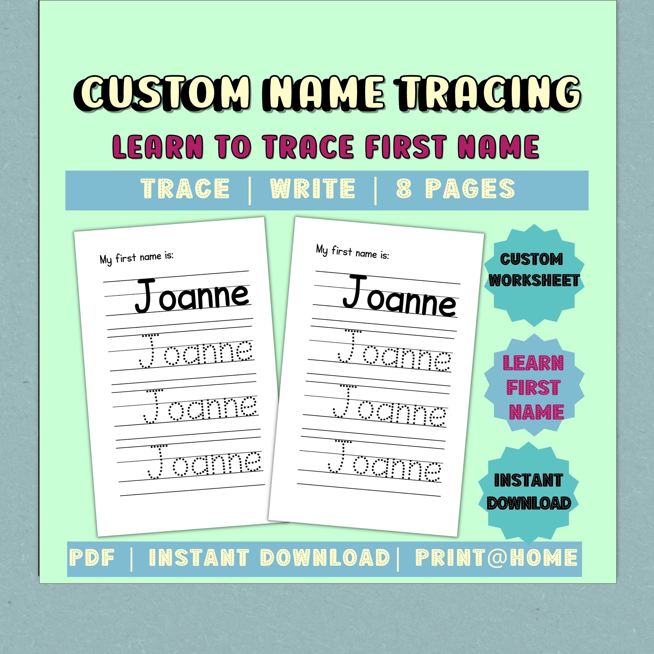 Custom Name Tracing Worksheet, Handwriting Practice, Personalized Name ...