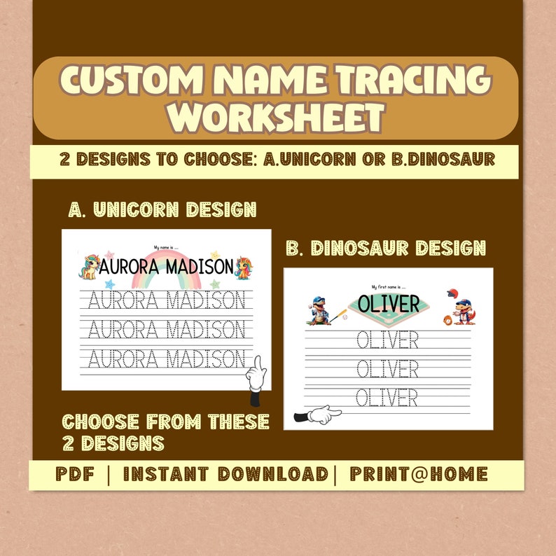 Custom Name Tracing Worksheet, Handwriting Practice for Kids ...