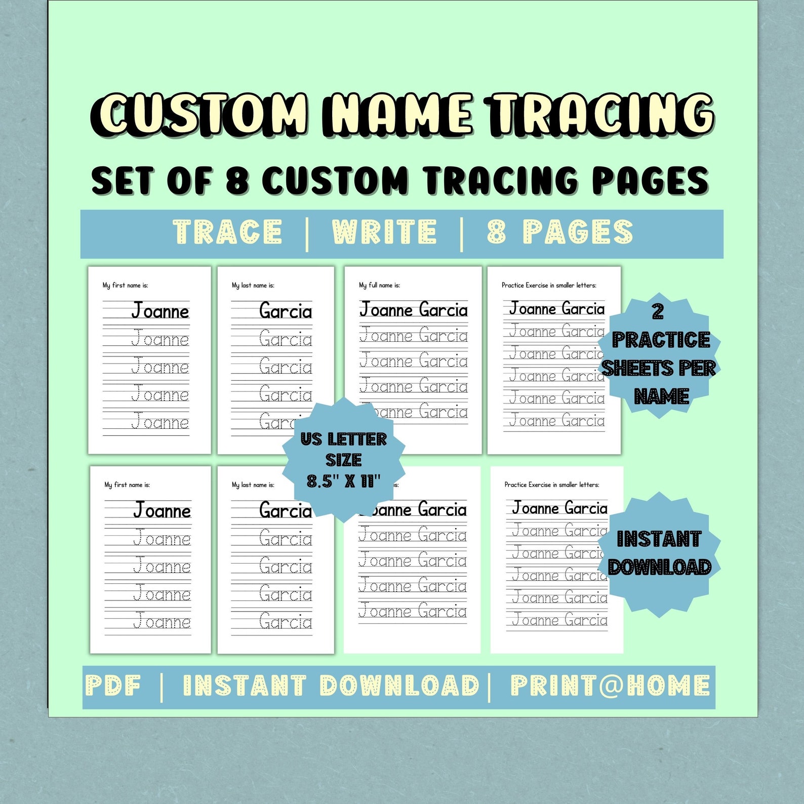 Custom Name Tracing Worksheet, Handwriting Practice, Personalized Name ...