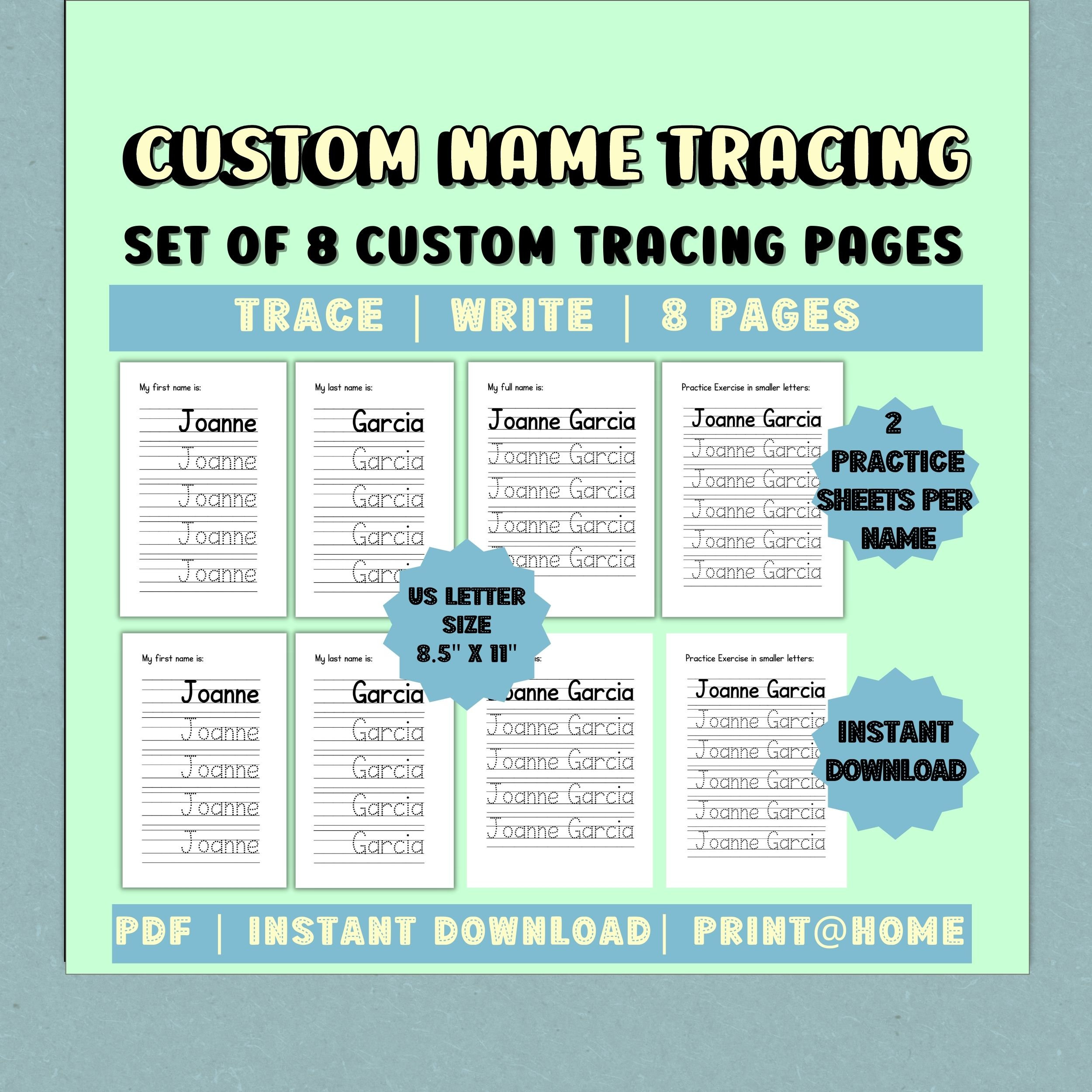 Custom Name Tracing Worksheet, Handwriting Practice, Personalized Name ...