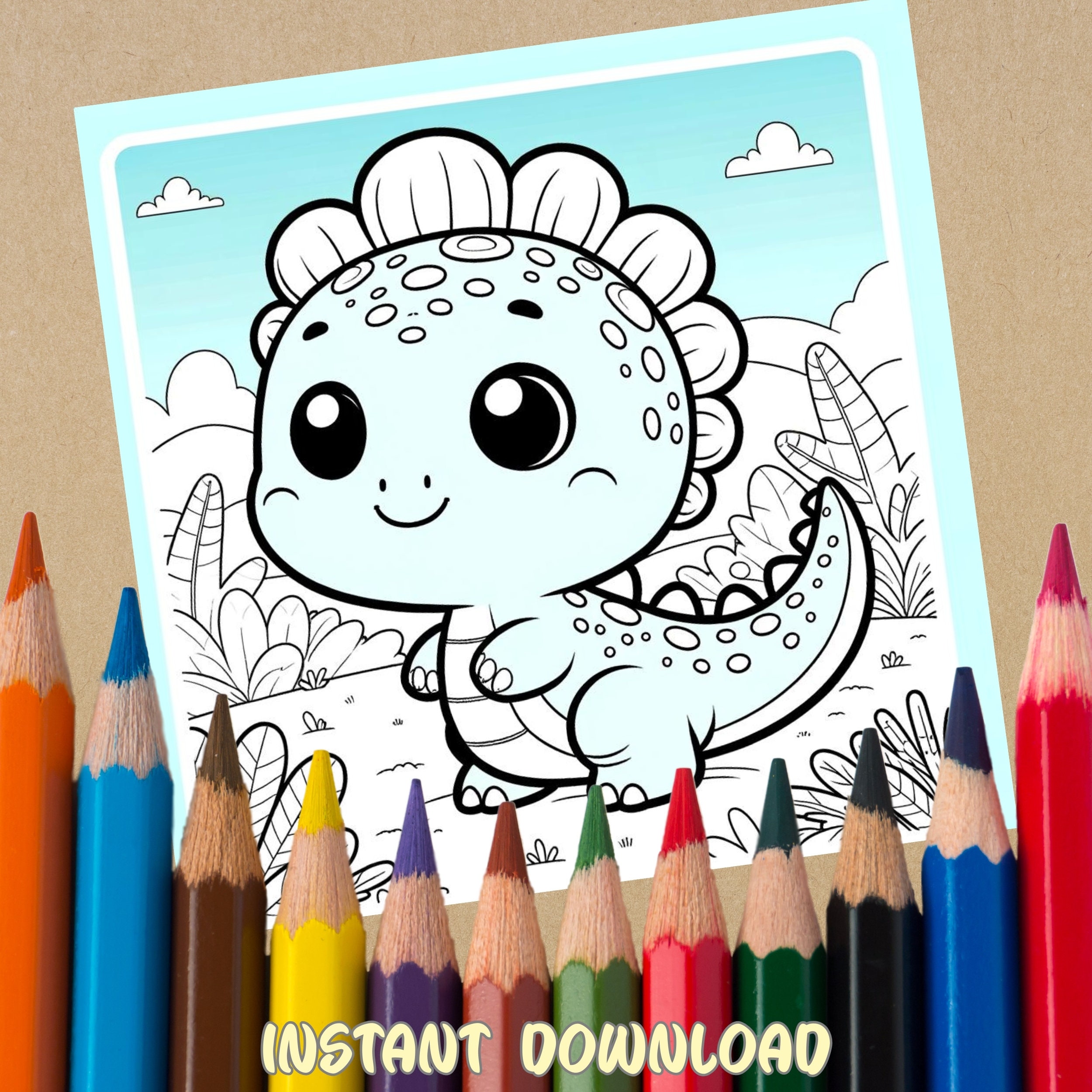 Autism-friendly Dinosaur Printable Coloring Page, Printable Autism ...