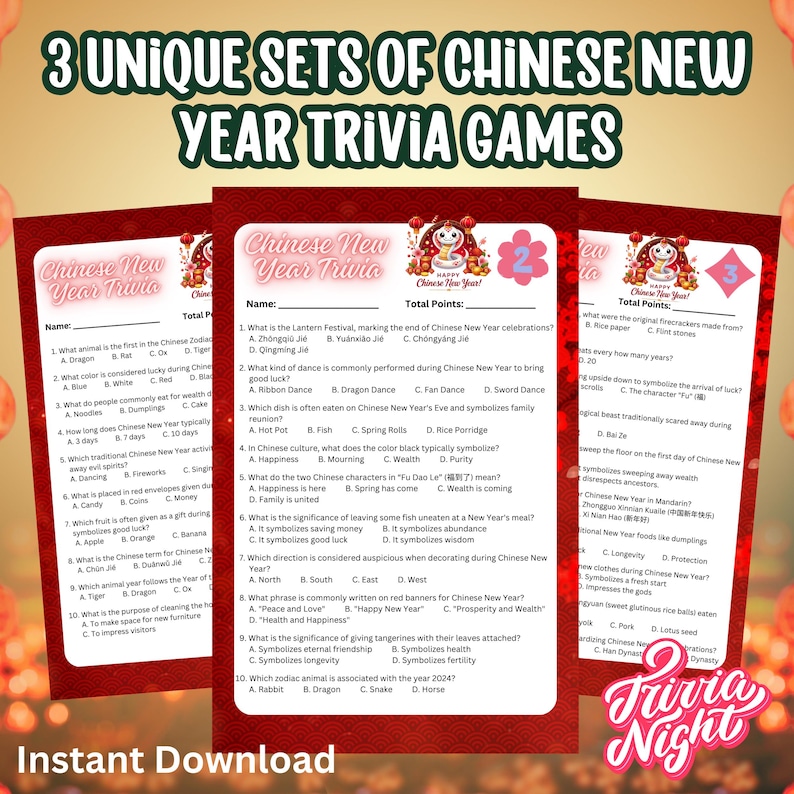 Chinese New Year Trivia Games, Fun Chinese New Year Printable Game ...