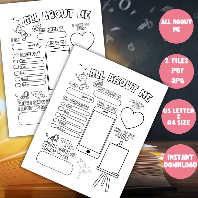 All About Me Printable Coloring Page, All About Me Classroom Activity ...