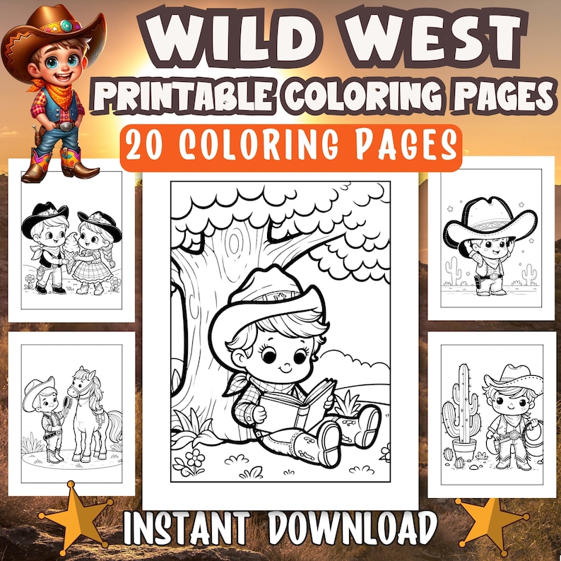 Wild West Coloring Pages, Printable Cowboy Colouring Sheets, Kids ...