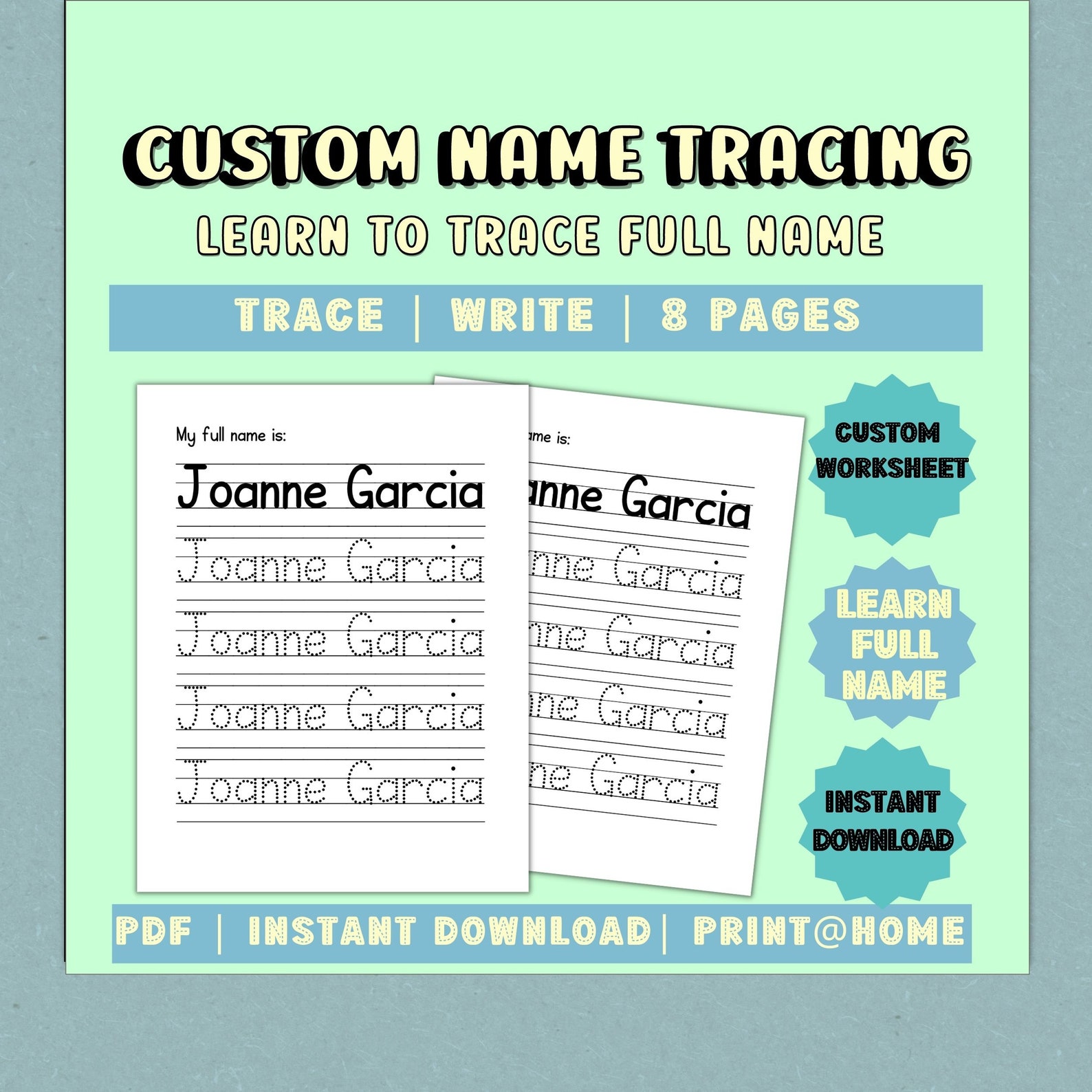 Custom Name Tracing Worksheet, Handwriting Practice, Personalized Name ...