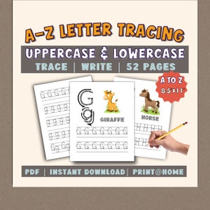 Uppercase & Lowercase Alphabet Tracing Worksheets, Printable ABC ...