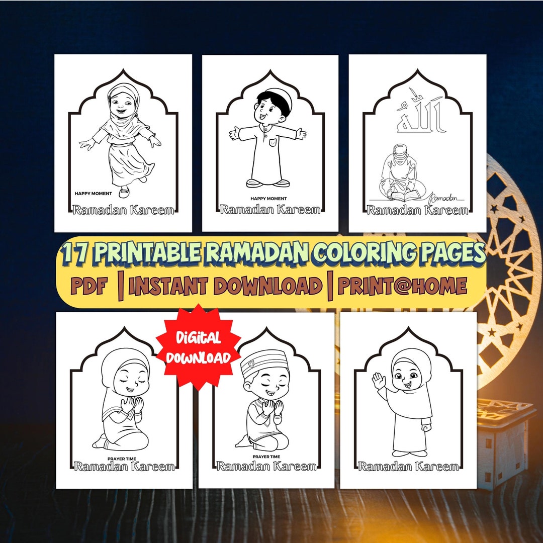 Ramadan and Eid Coloring Pages Printable Digital Download File, Kids ...