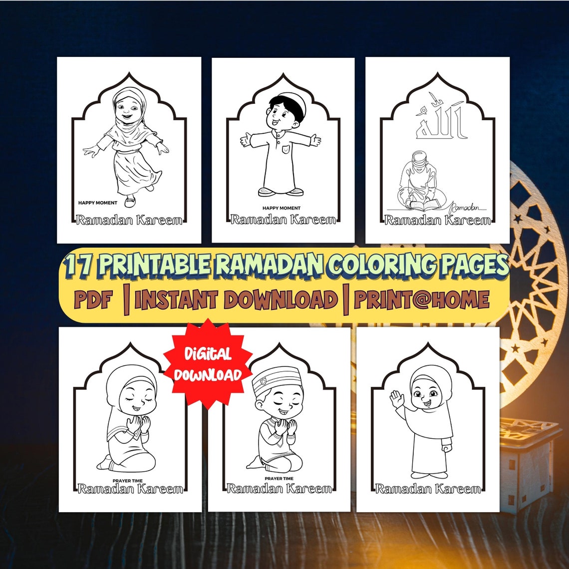 Ramadan and Eid Coloring Pages Printable Digital Download File, Kids ...