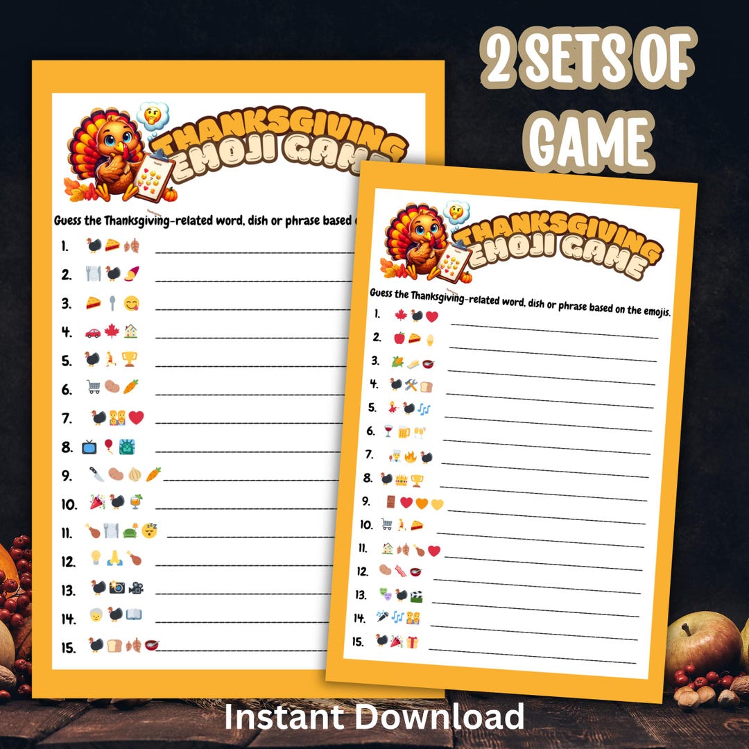 Thanksgiving Emoji Game, Printable Thanksgiving Games for Kids Adults ...