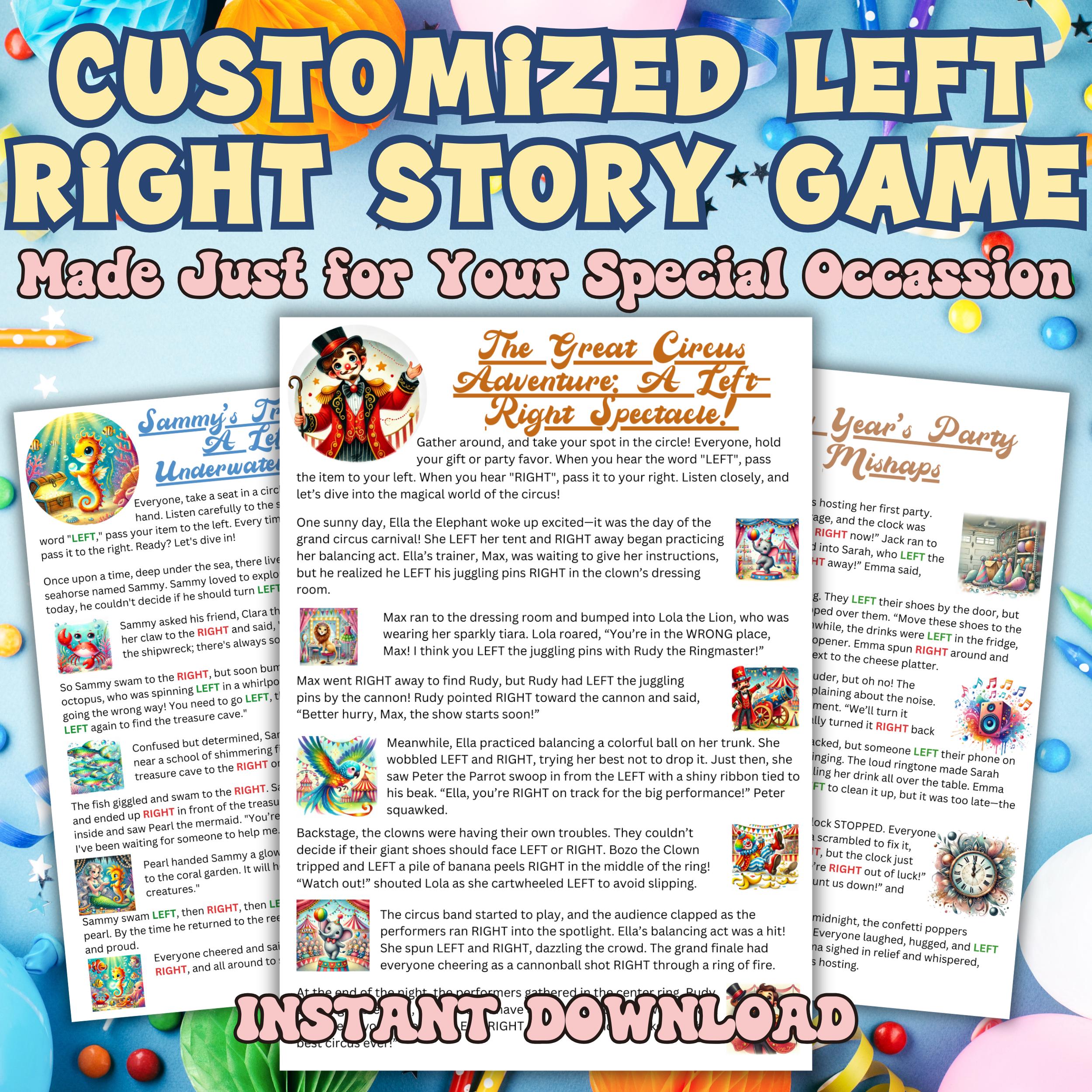 Customized Left Right Story Game for Any Occasion – Personalized Party ...