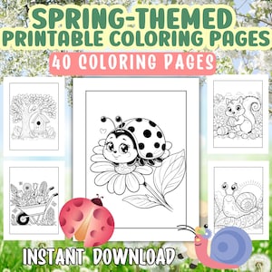 40 Spring Themed Coloring Pages, Spring PDF, Spring Printable, Spring ...