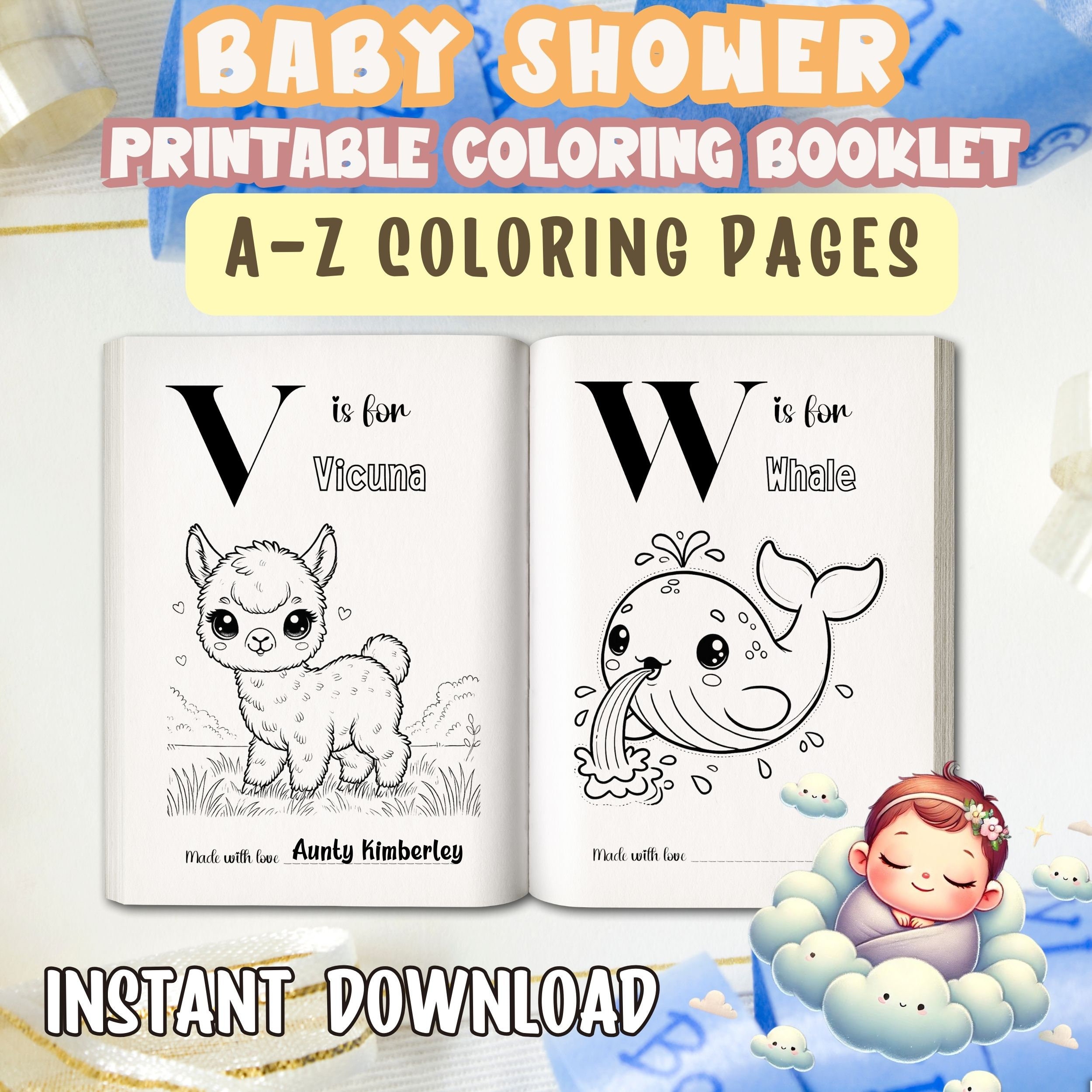 First Baby's ABC Book Baby Shower Activity, Personalized Alphabet ...