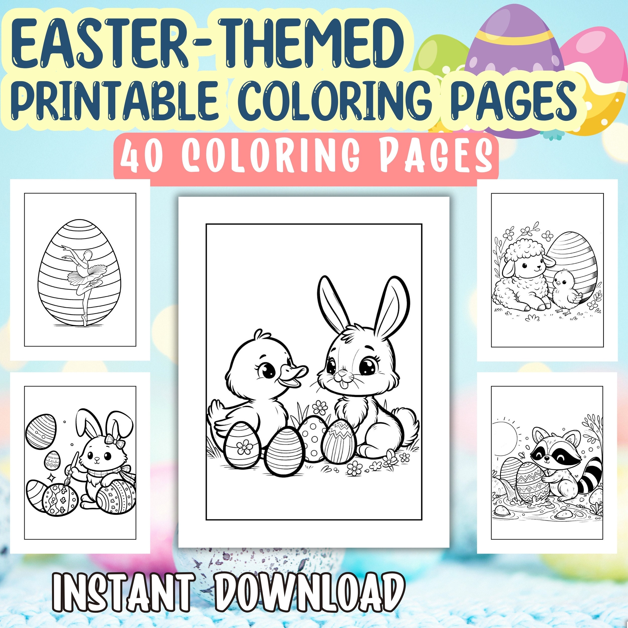 Printable Easter Theme Coloring Pages, Easter Activities, Coloring ...