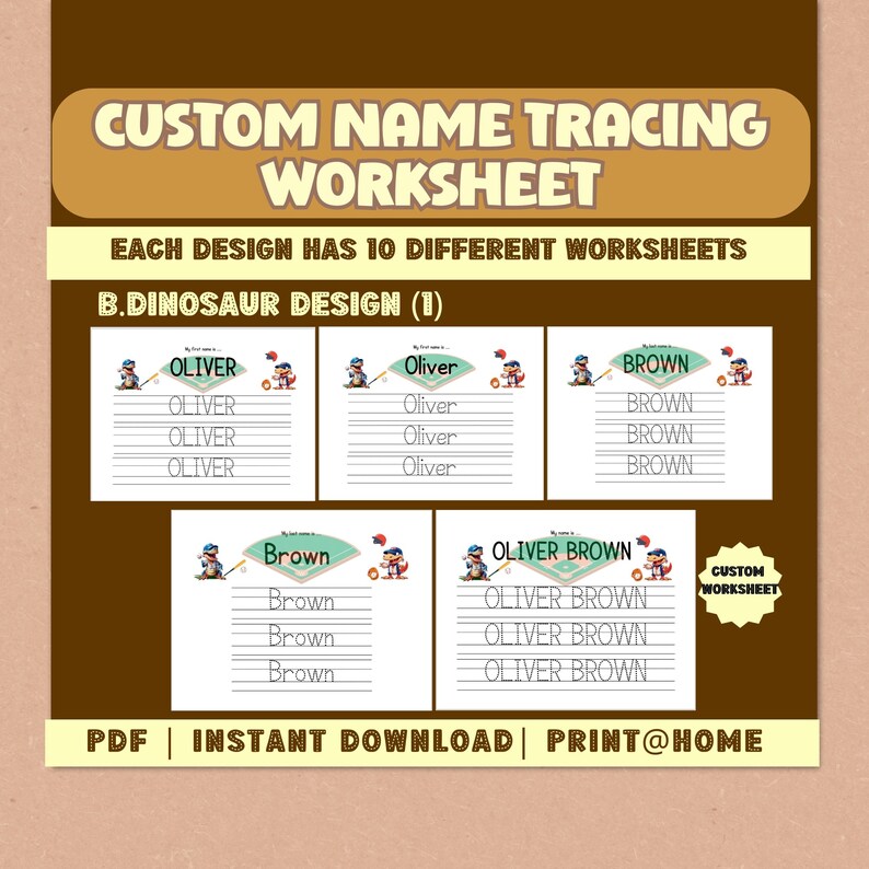 Custom Name Tracing Worksheet, Handwriting Practice for Kids ...