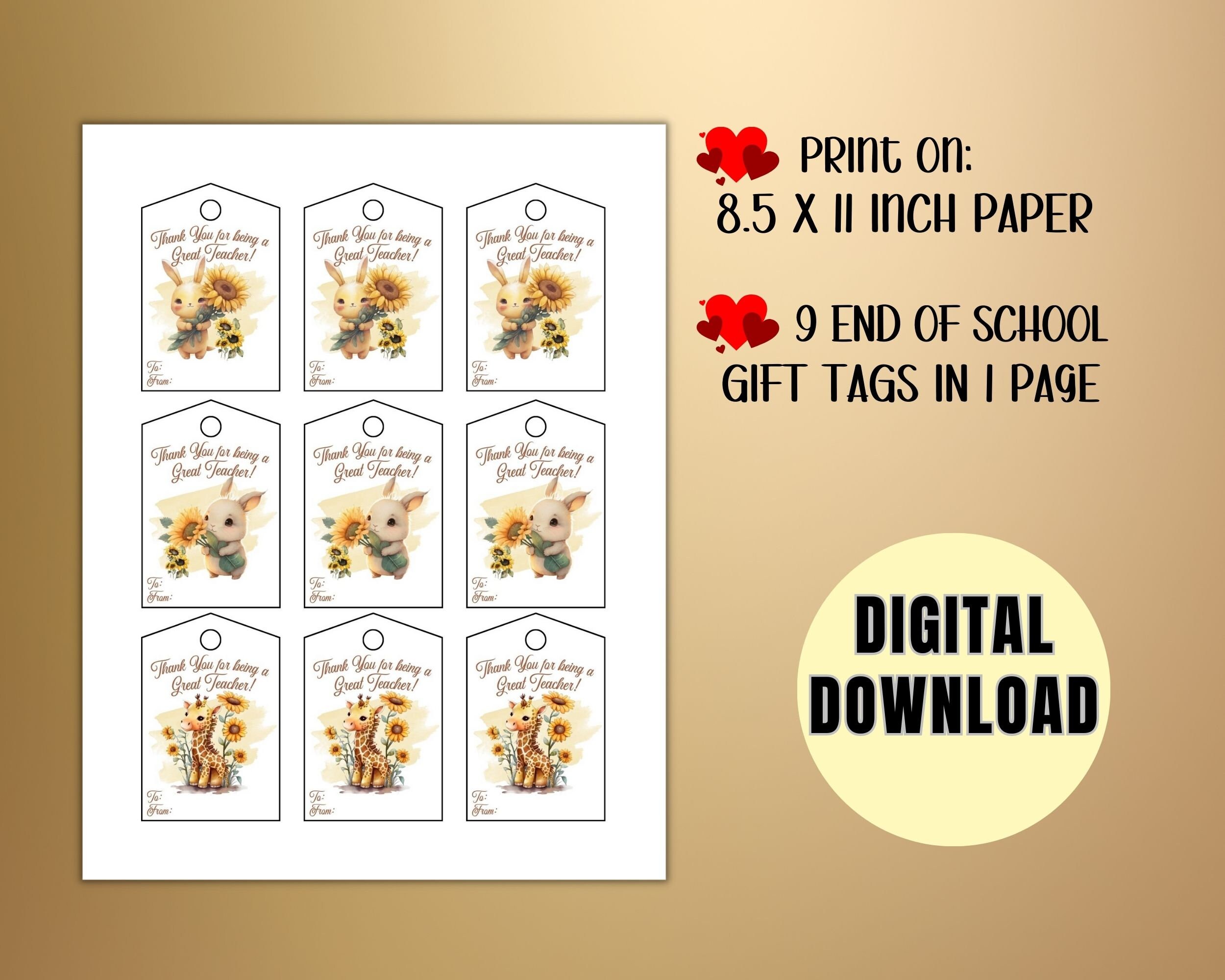 End of School Teacher Appreciation Tag Schools Out Summer Thank You ...