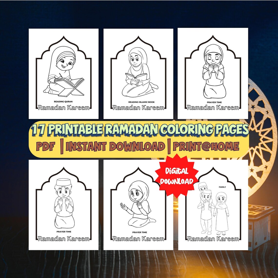 Ramadan and Eid Coloring Pages Printable Digital Download File, Kids ...