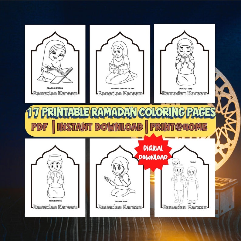 Ramadan and Eid Coloring Pages Printable Digital Download File, Kids ...