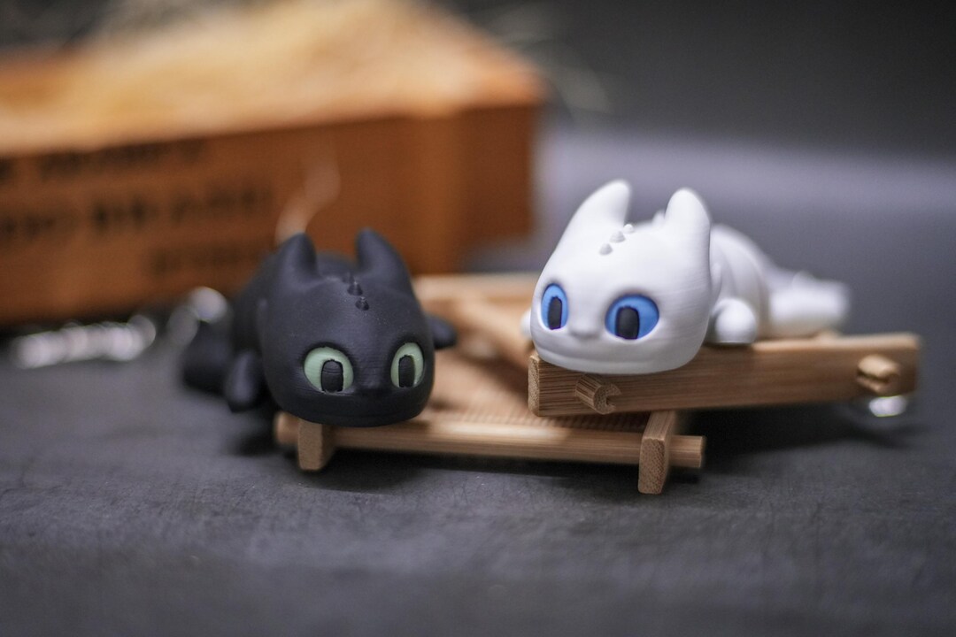 Flexi Toothless and Light Fury Keychain, 3D Printed Articulated Toy - Etsy