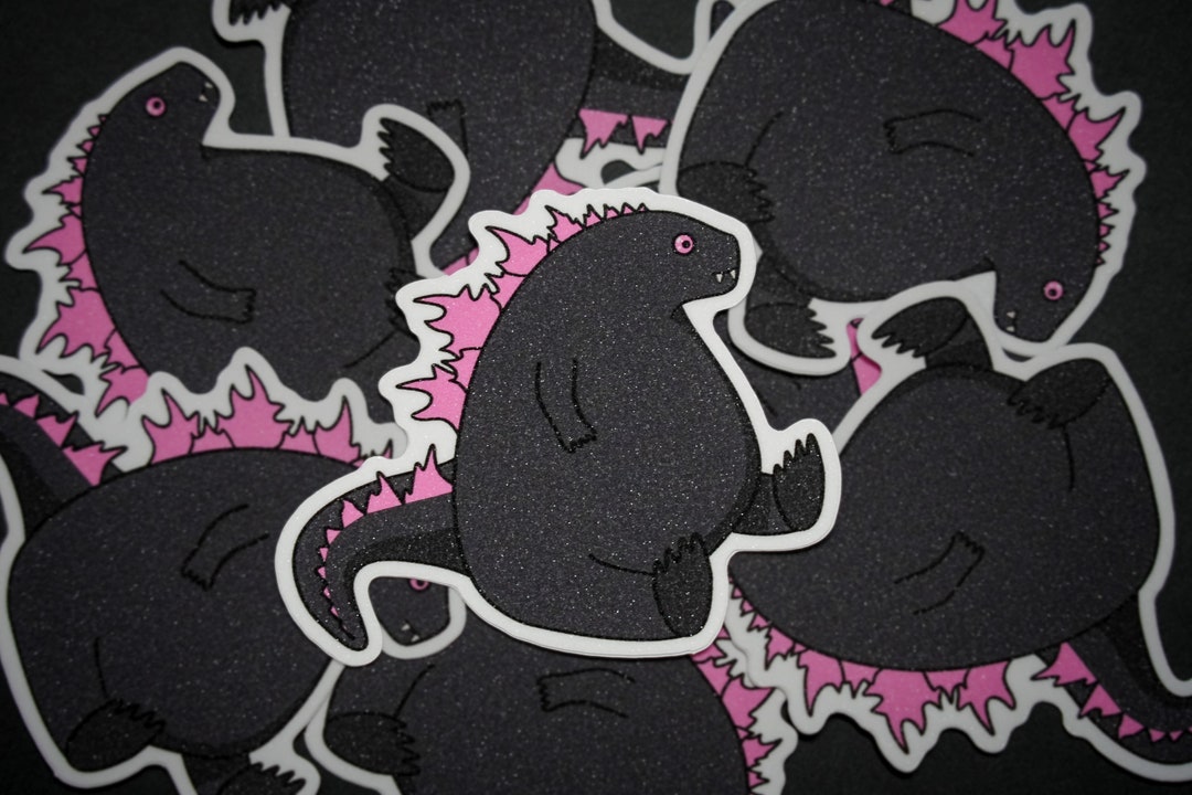 Cute Godzilla and Shimo Glitter Vinyl Stickers, Custom Die Cut ...