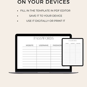 Minimalist Password Keeper: Printable Password Tracker (PDF) - Etsy