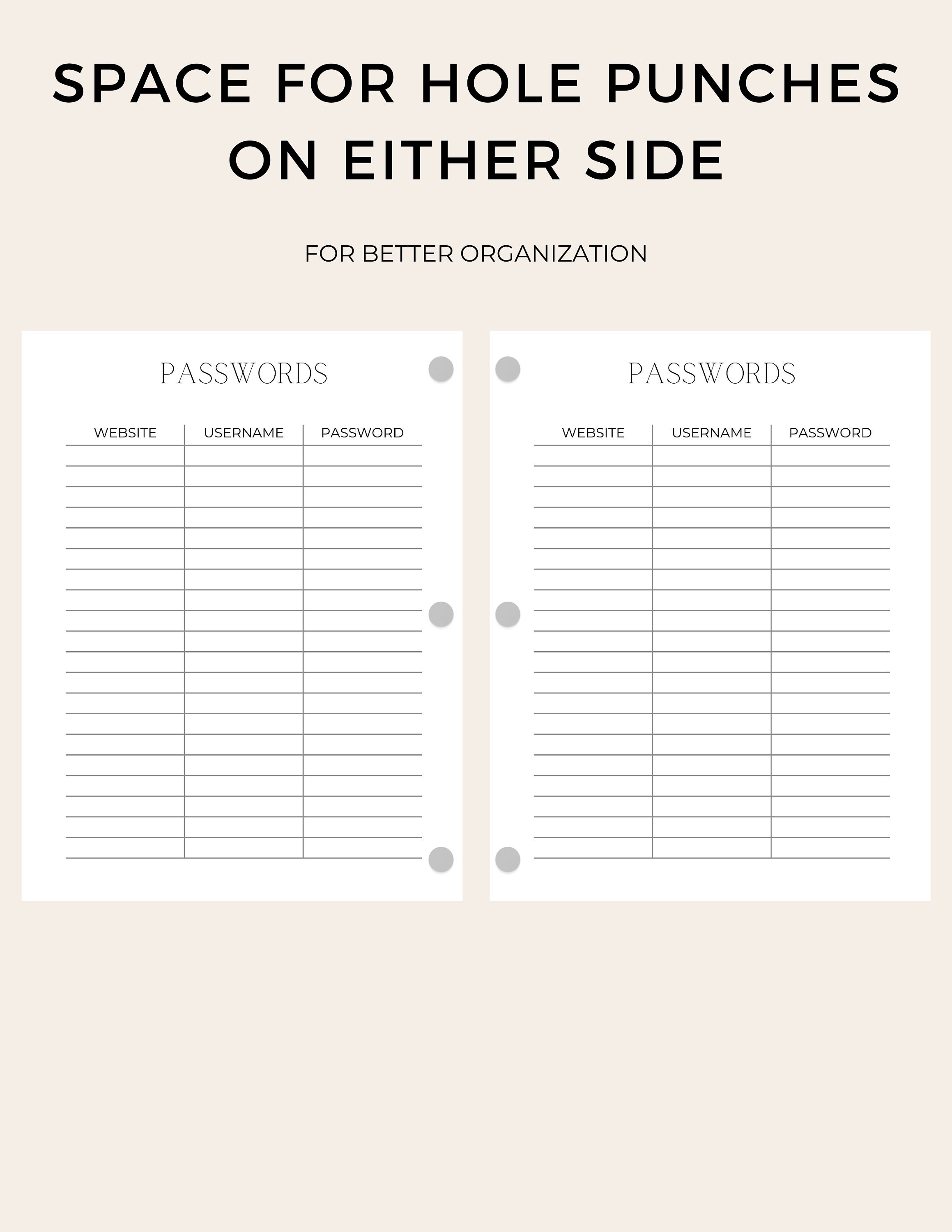 Password Tracker Printable And Fillable Password Keeper Password
