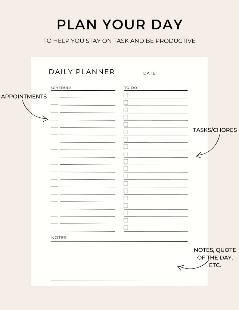 Minimalist Daily Planner Printable | Daily to Do List | Work/home ...