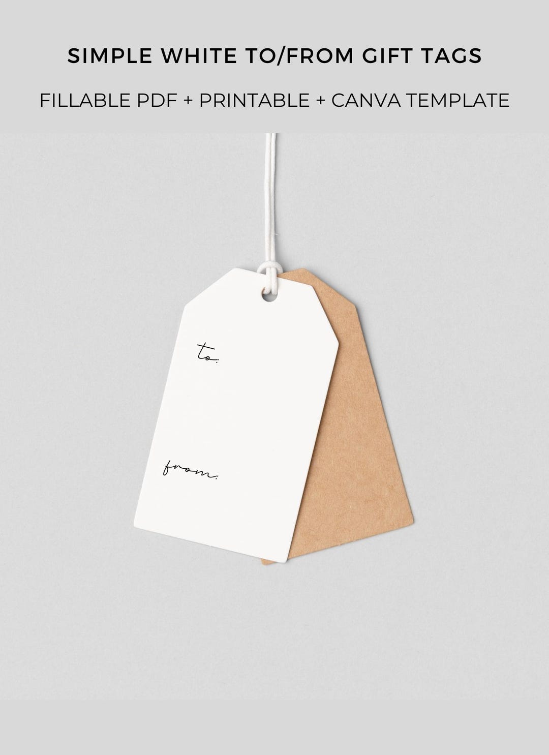 Simple White Gift Tags: Printable To/from Tags (PDF) - Etsy