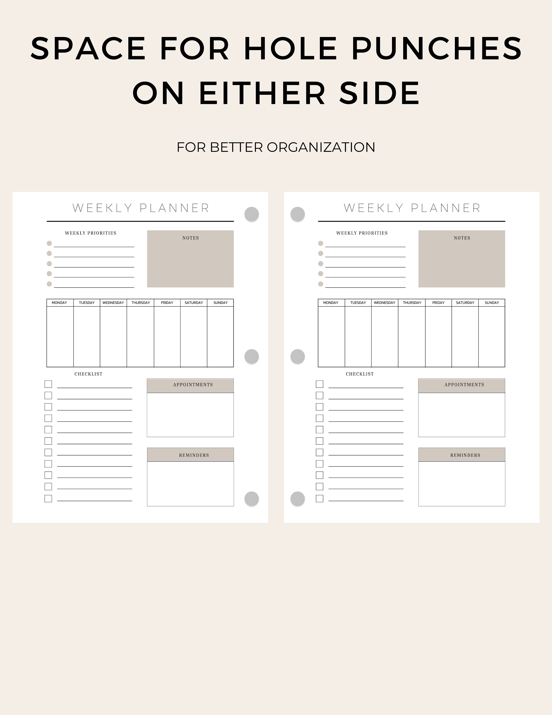 Neutral Planner Bundle: Printable Schedule & Fillable Template (digital ...