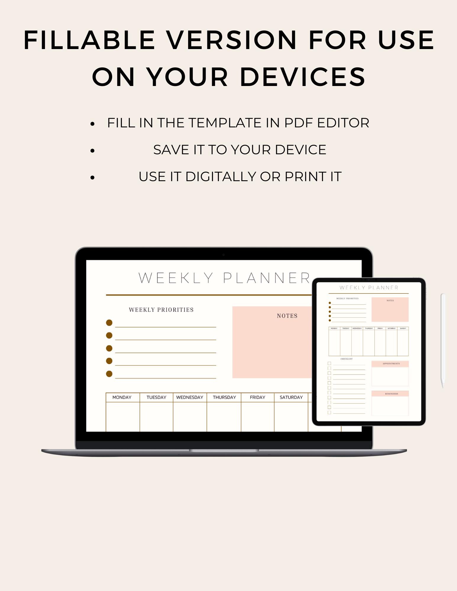 Lavish 4-in-1 Planner Bundle: Fillable PDF, Printable, Canva Template ...