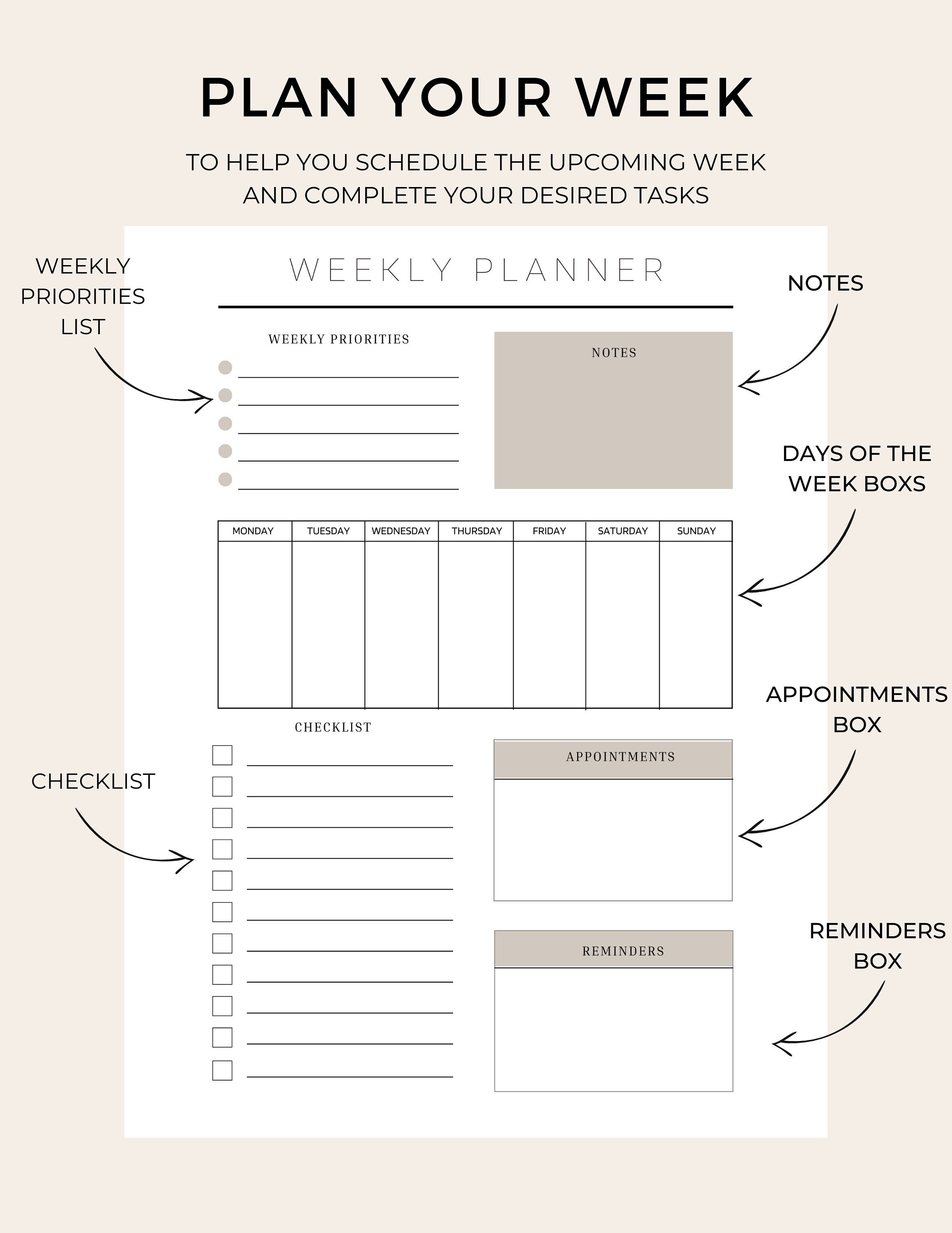 Neutral Planner Bundle | Printable Schedule | Printable Planner Bundle ...